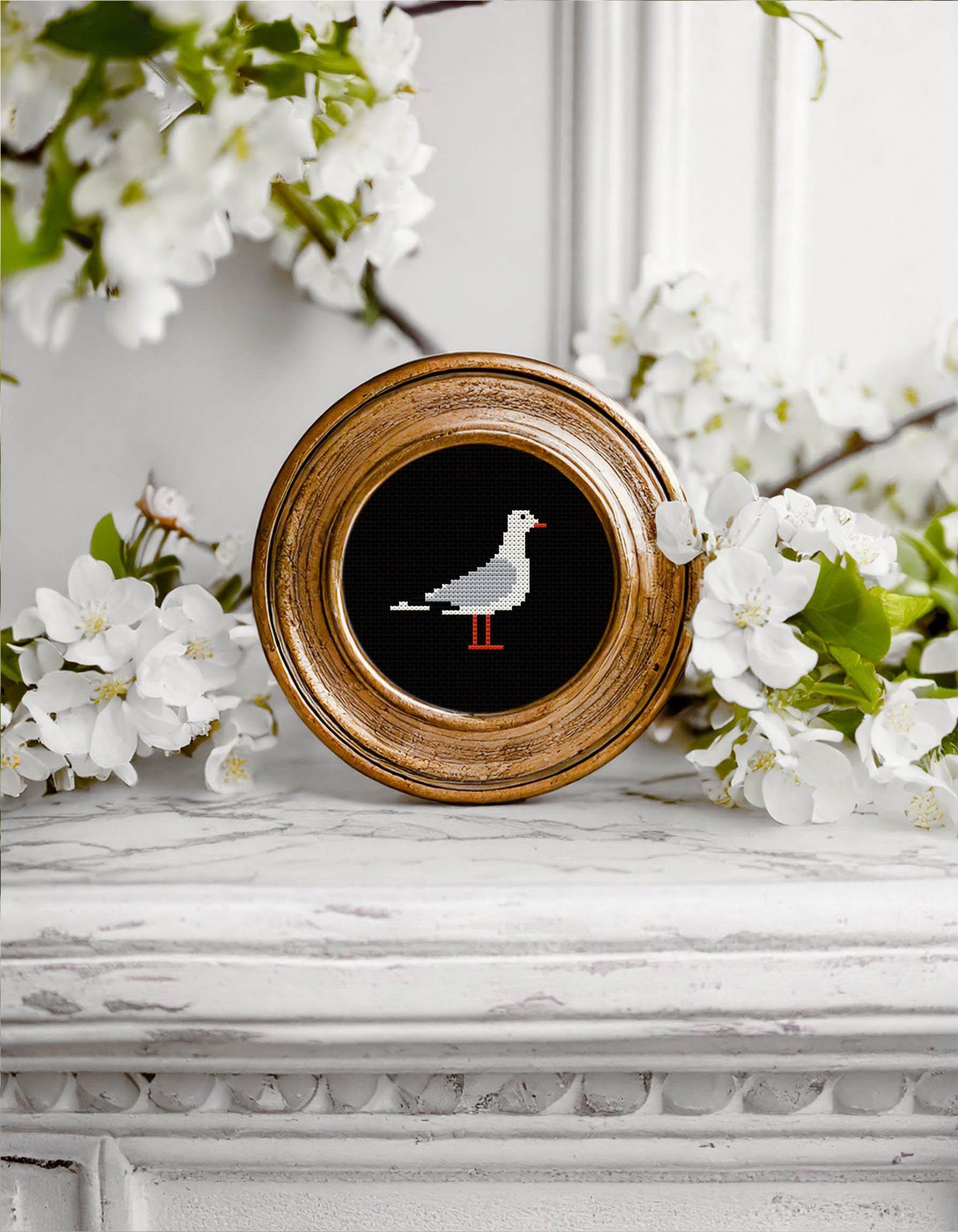 Gull Cross Stitch Pattern for Beginners, Marine Embroidery, Embroidered ...