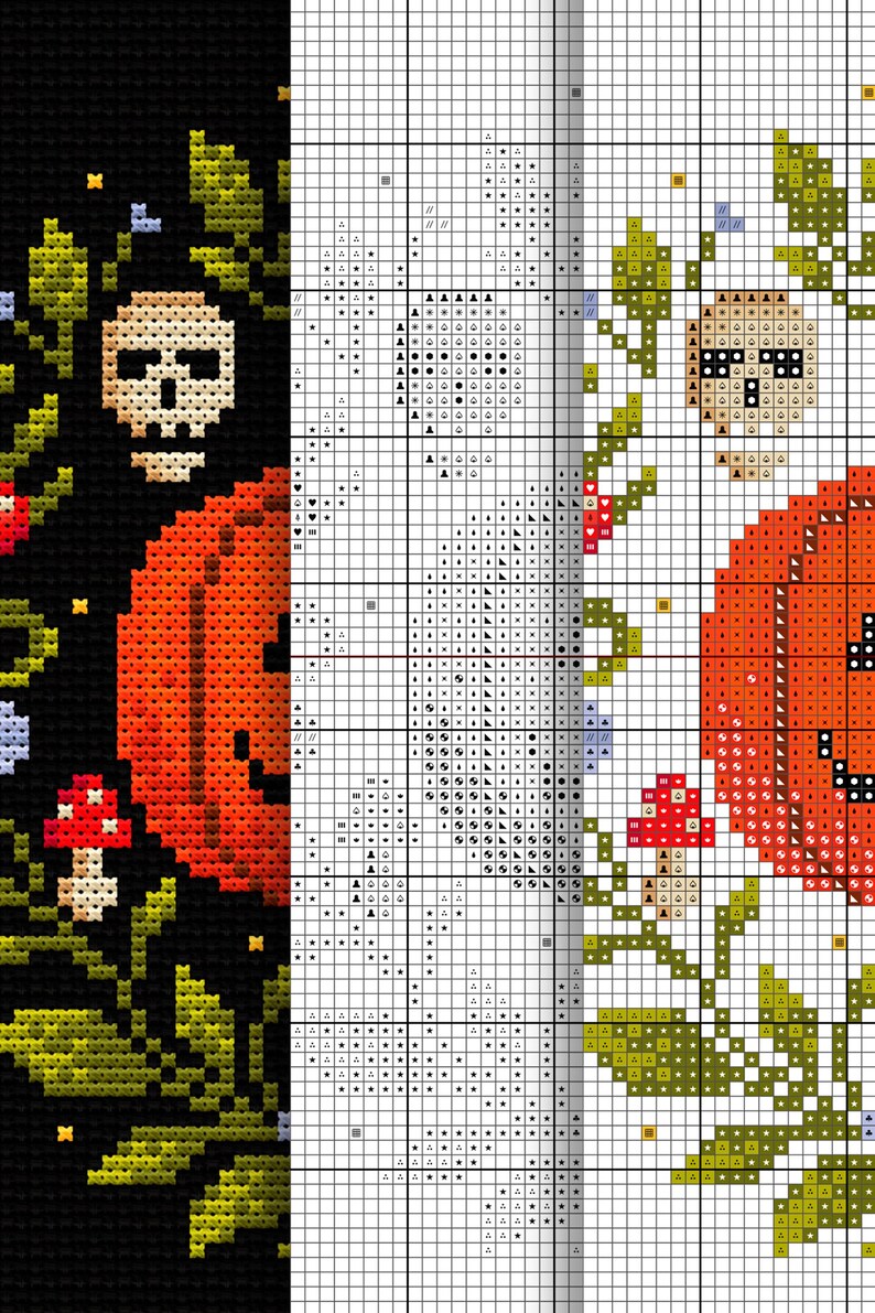 Halloween Pumpkin Cross Stitch Pattern: Spooky & Scary Embroidery (PDF ...