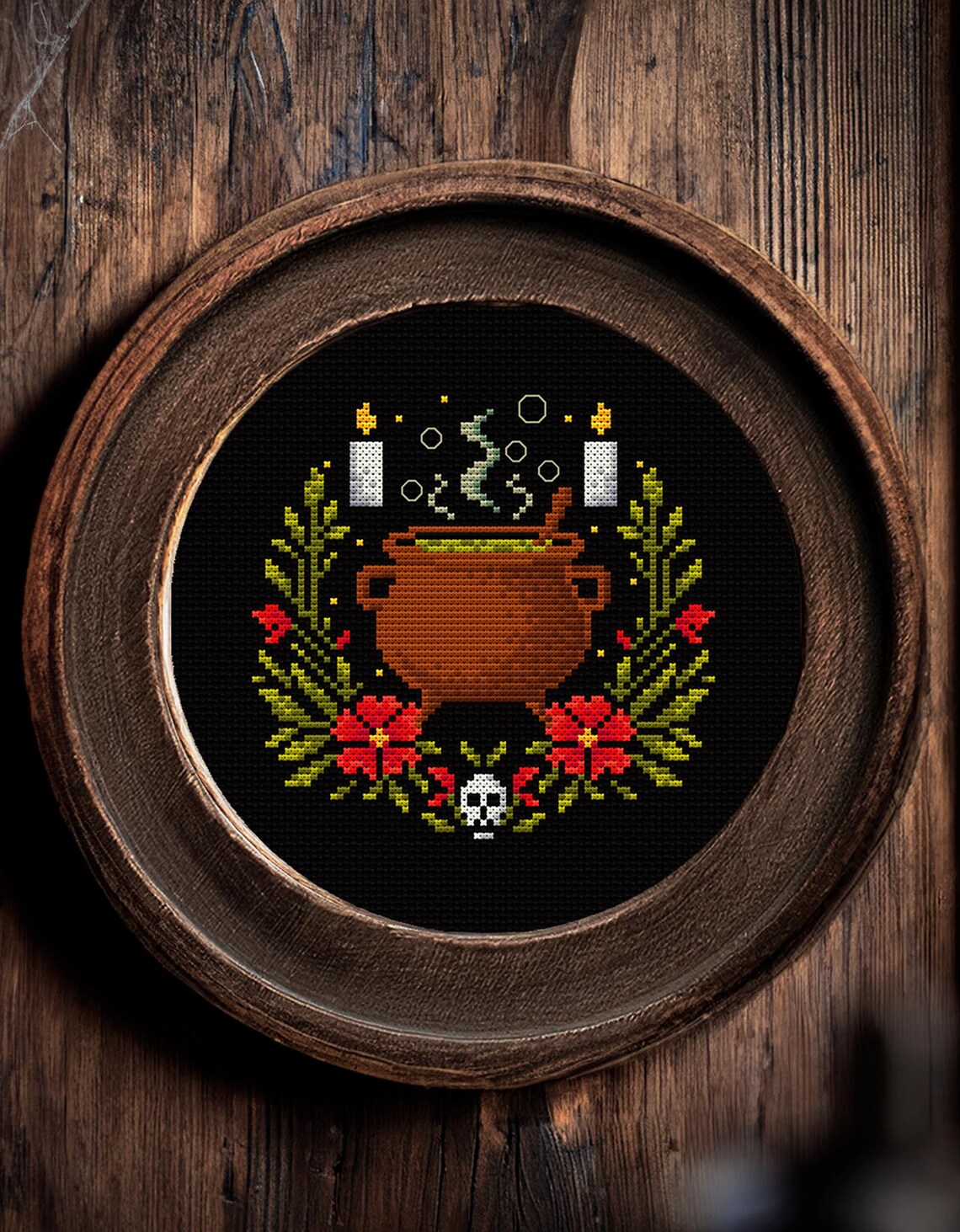 Halloween Witch's Cauldron Cross Stitch Pattern: Scary Embroidery (PDF ...