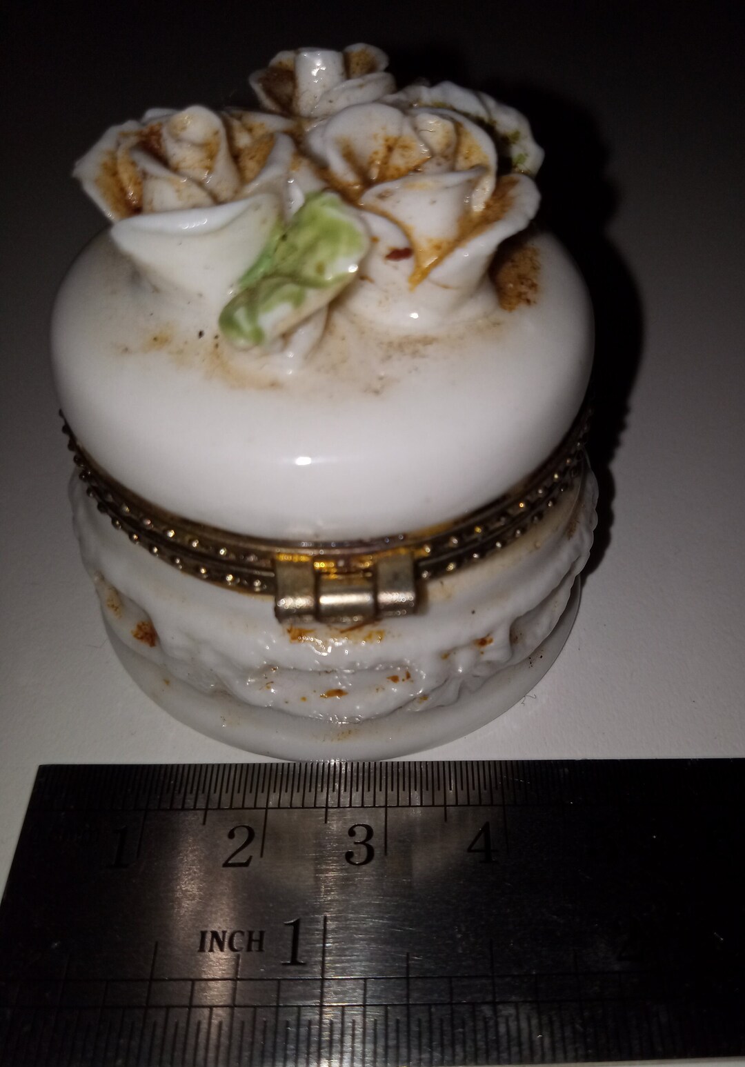 Vintage Porcelain Pill Box - Etsy