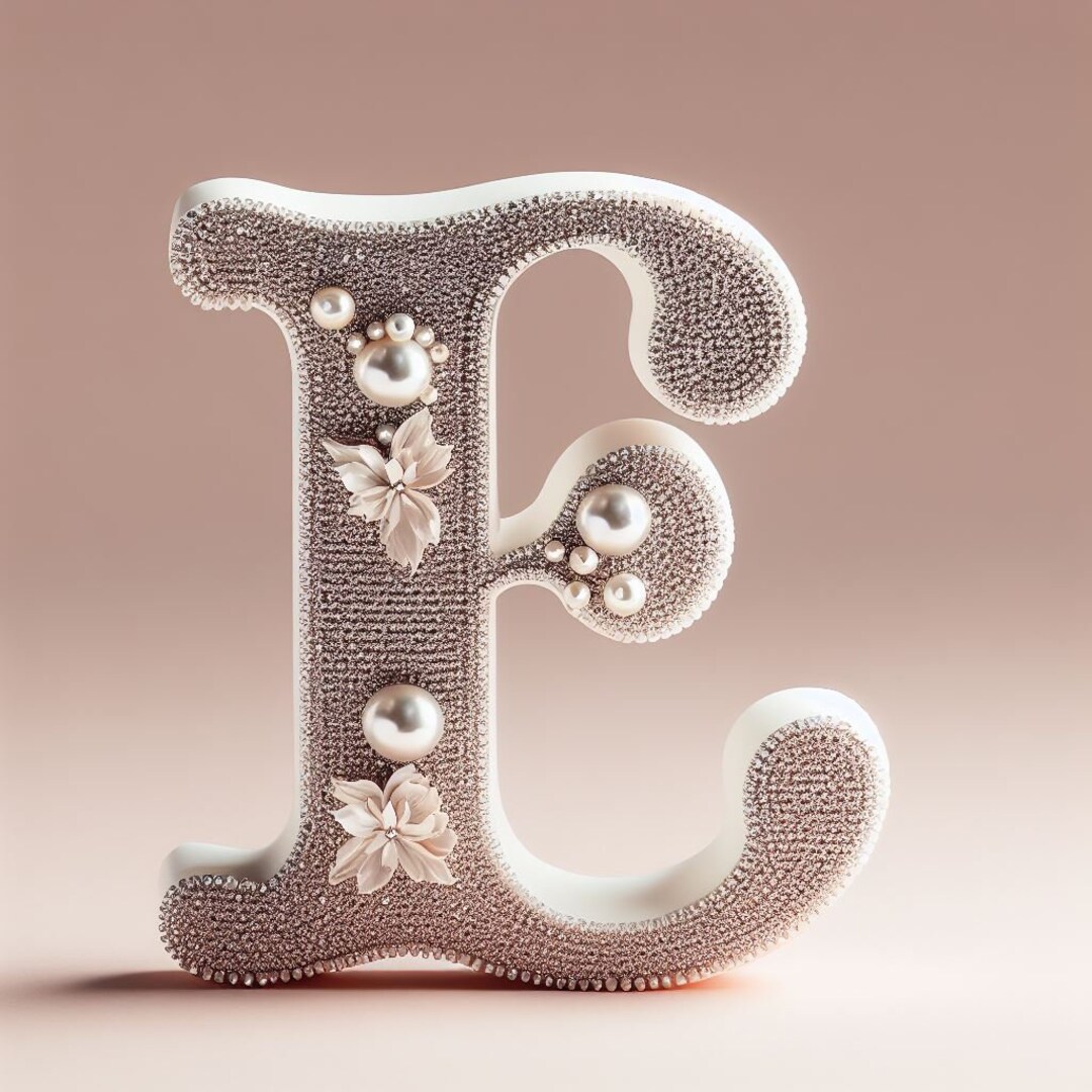 Letter E Cake Topper, Pearl Cake Topper, Rhinestone Cake Topper ...