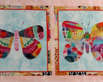 Colorful Butterfly 100% Cotton Fabric Panel Square Small Sewing ...