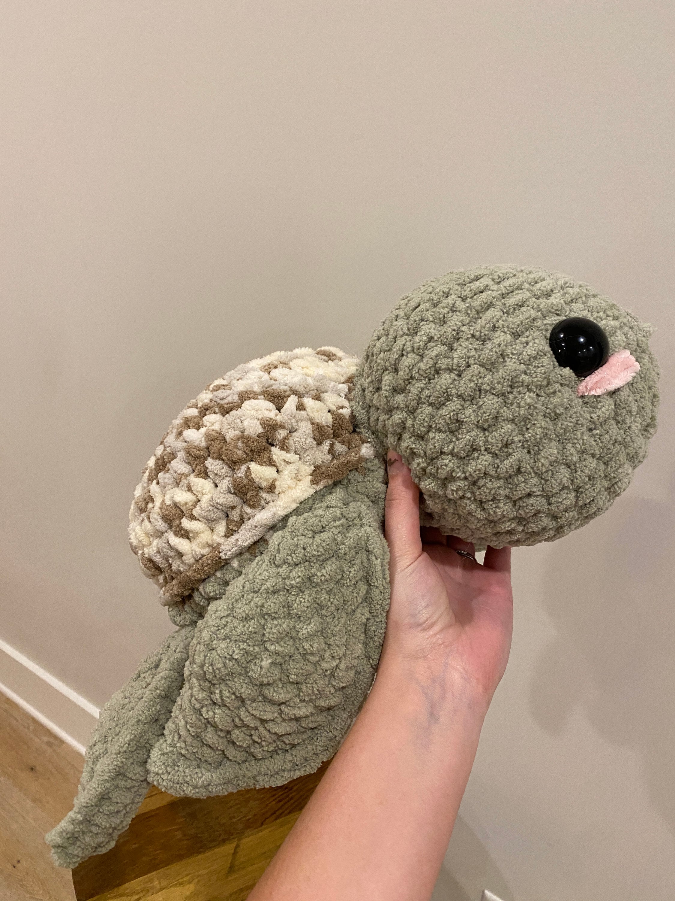 Jumbo Sea Turtle Crochet Plush With Cinnamon Roll Inspired Shell - Etsy