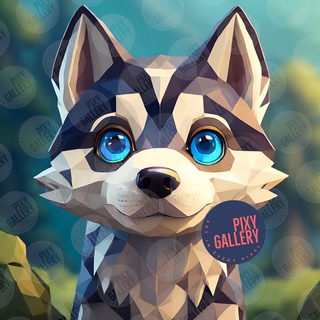 Low Poly Husky Blue Eyes Type 1 - Etsy