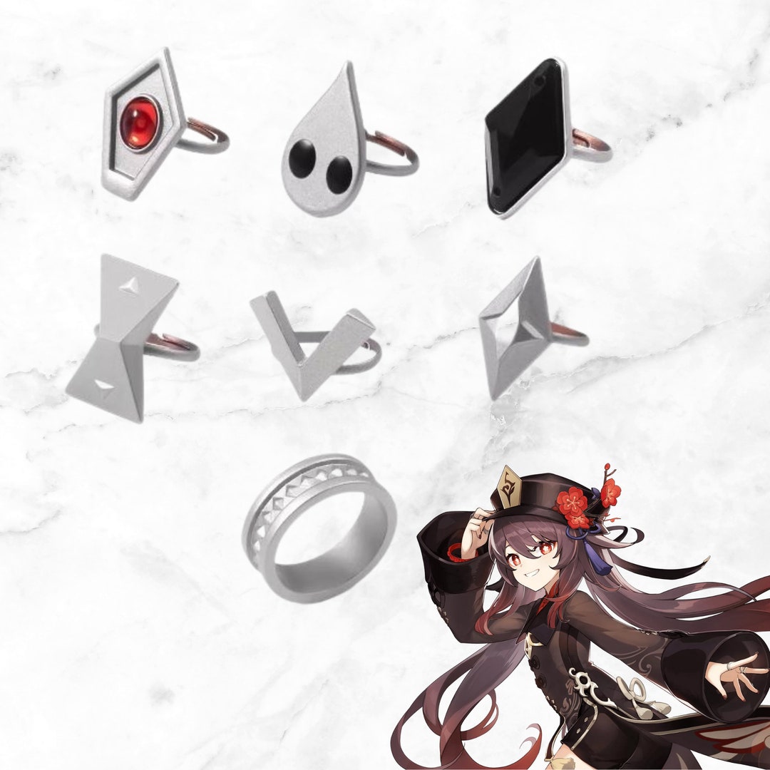 7 Piece Ring Set Hu Tao Genshin Impact Jewelry Anime - Etsy