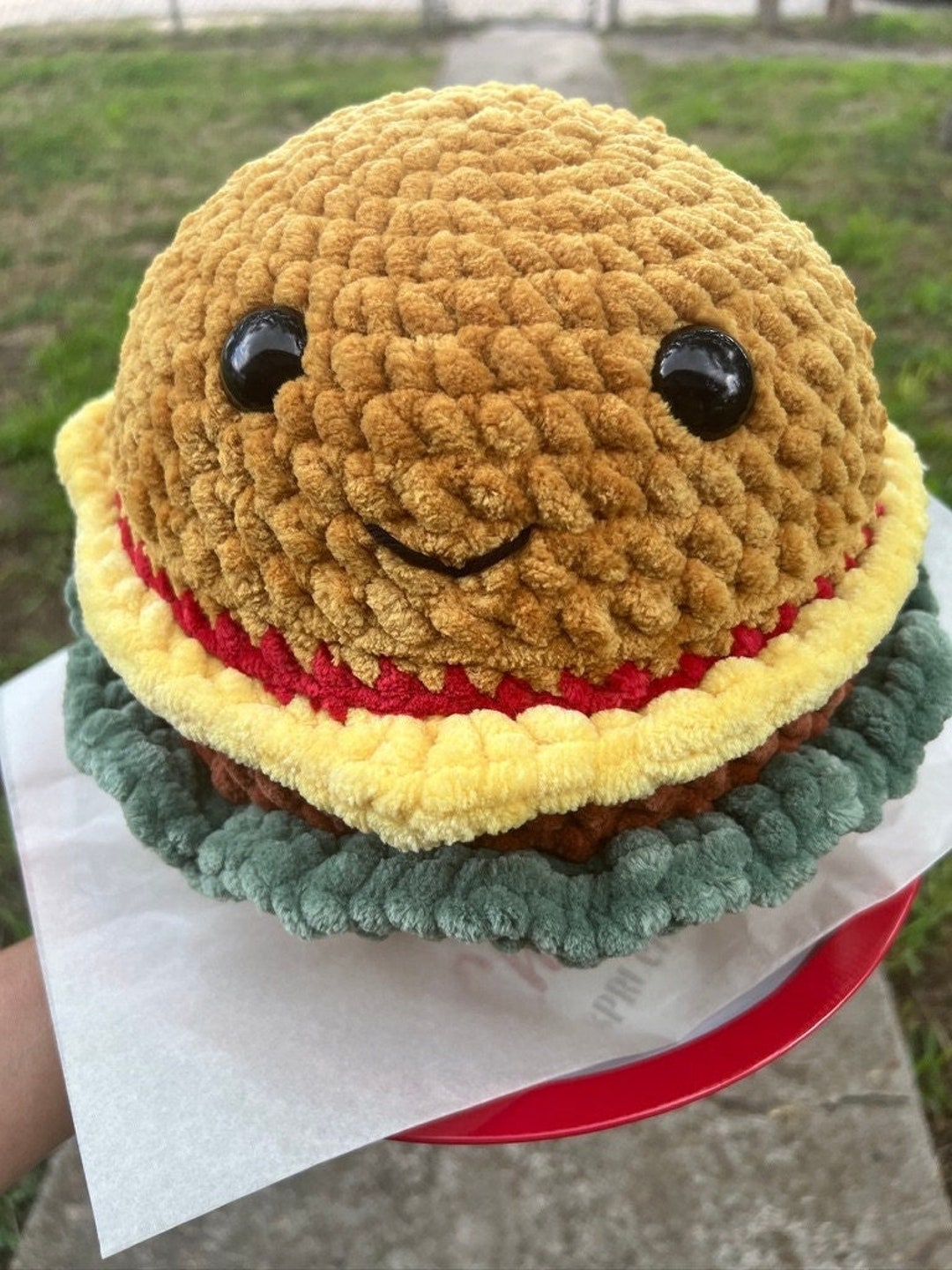 Giant Burger Crochet Plushie Stuffed Animal Amigurumi - Etsy