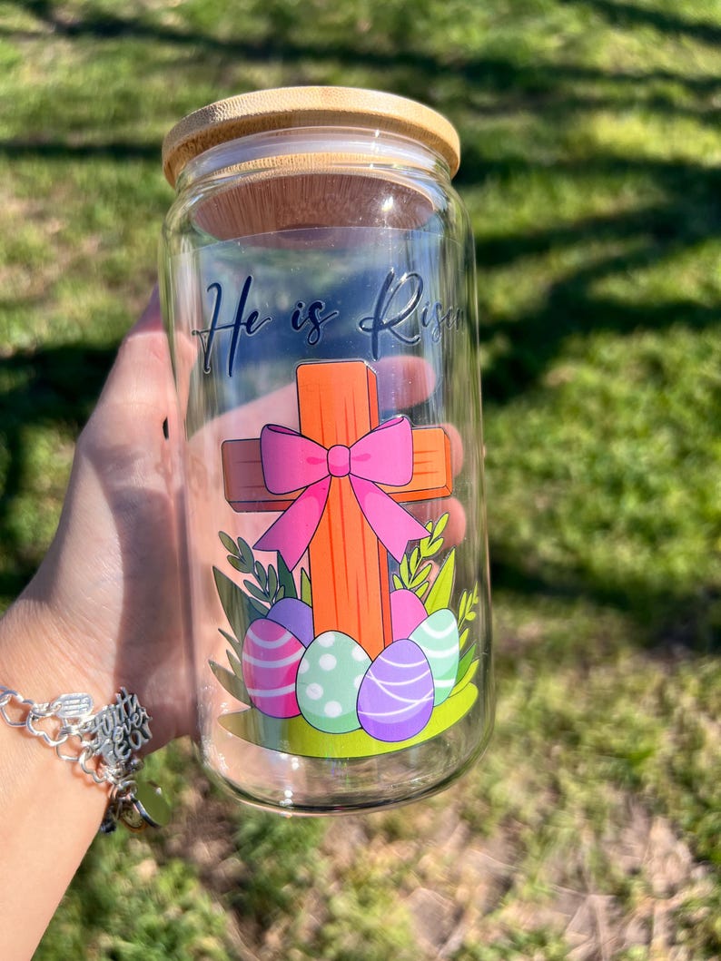 He is Risen Jesus Easter Lent Tumbler Glass Cups - Etsy