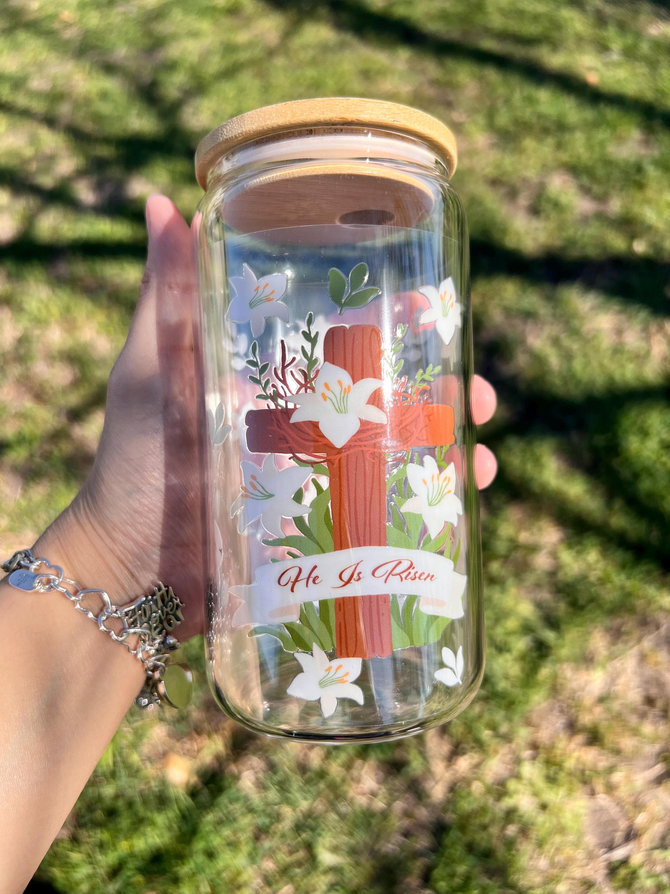 He is Risen Jesus Easter Lent Tumbler Glass Cups - Etsy