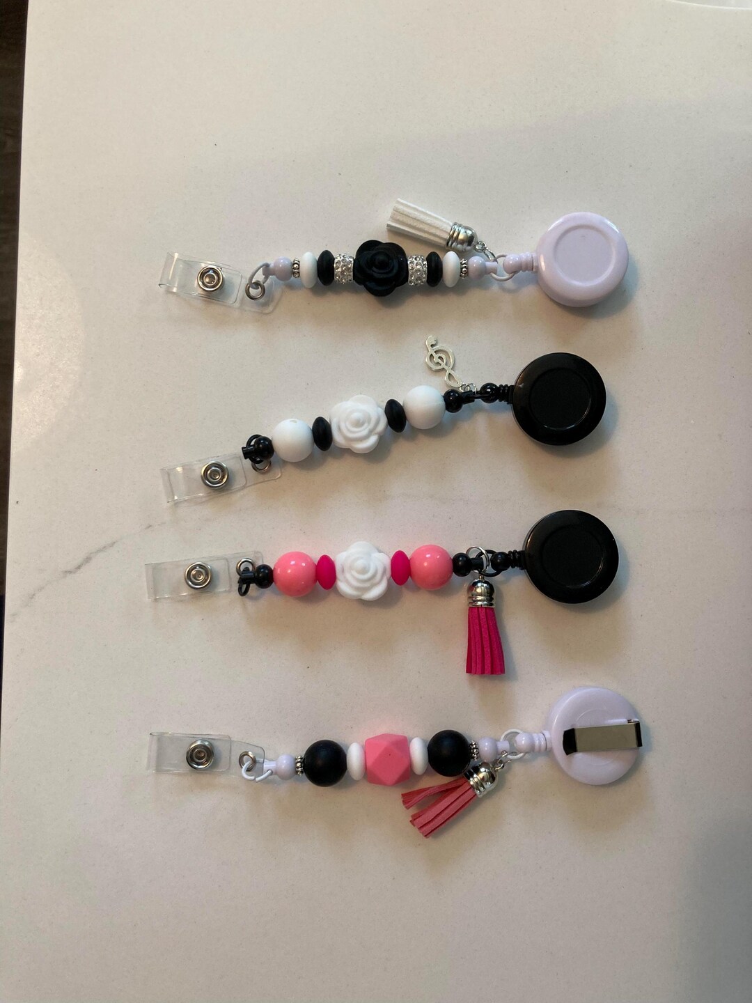 White, Pink, and Black Rod Badge Holders (set of 4) - Etsy