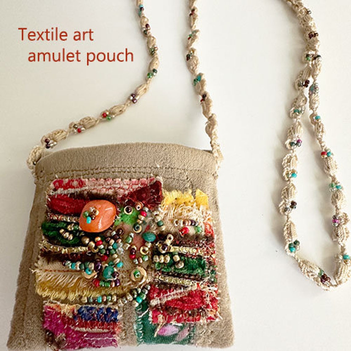 Amulet, Bohemian Neckless Pouch, Fiber Art Amulet Pouch - Etsy