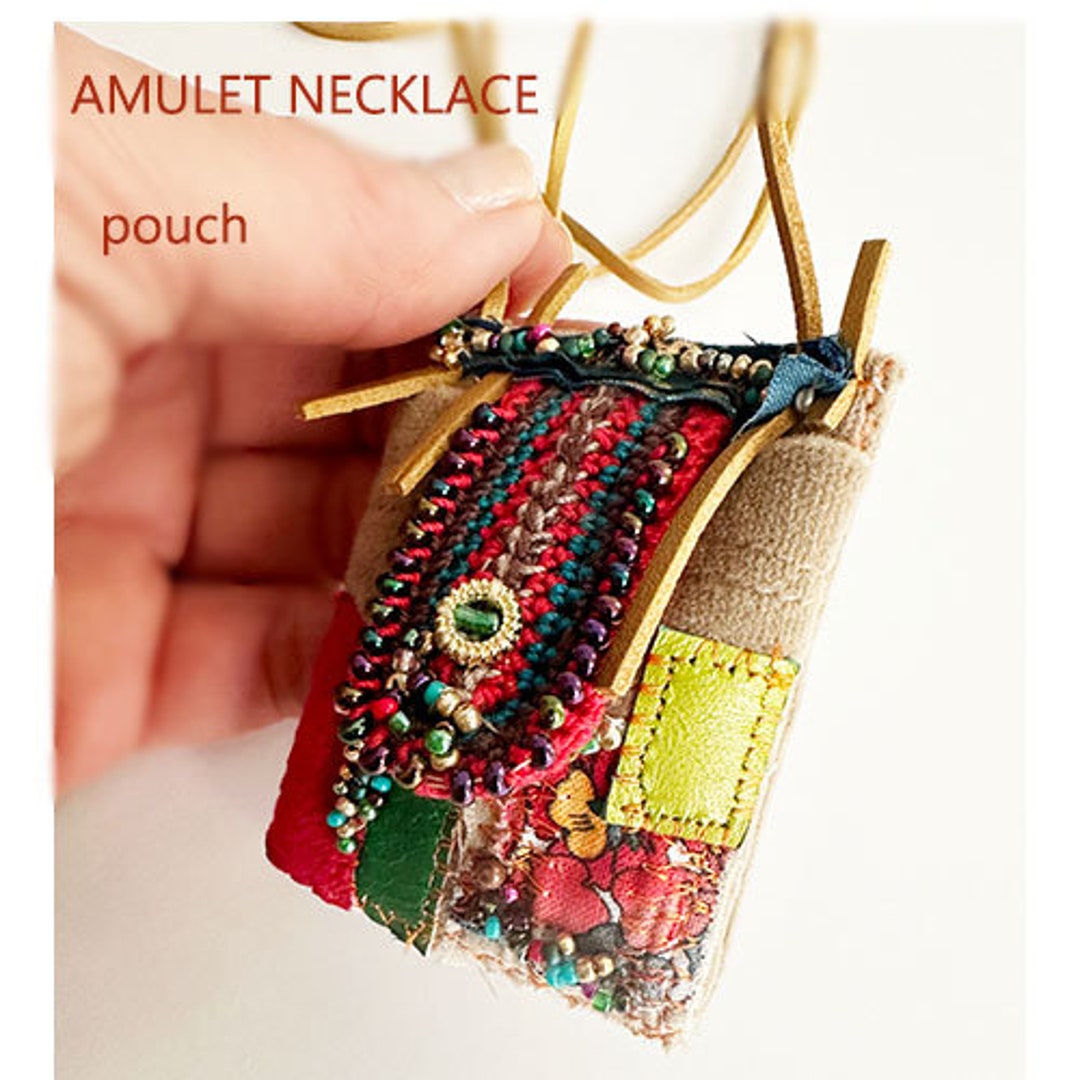Amulet, Bohemian Neckless Pouch, Fiber Art Amulet Pouch - Etsy