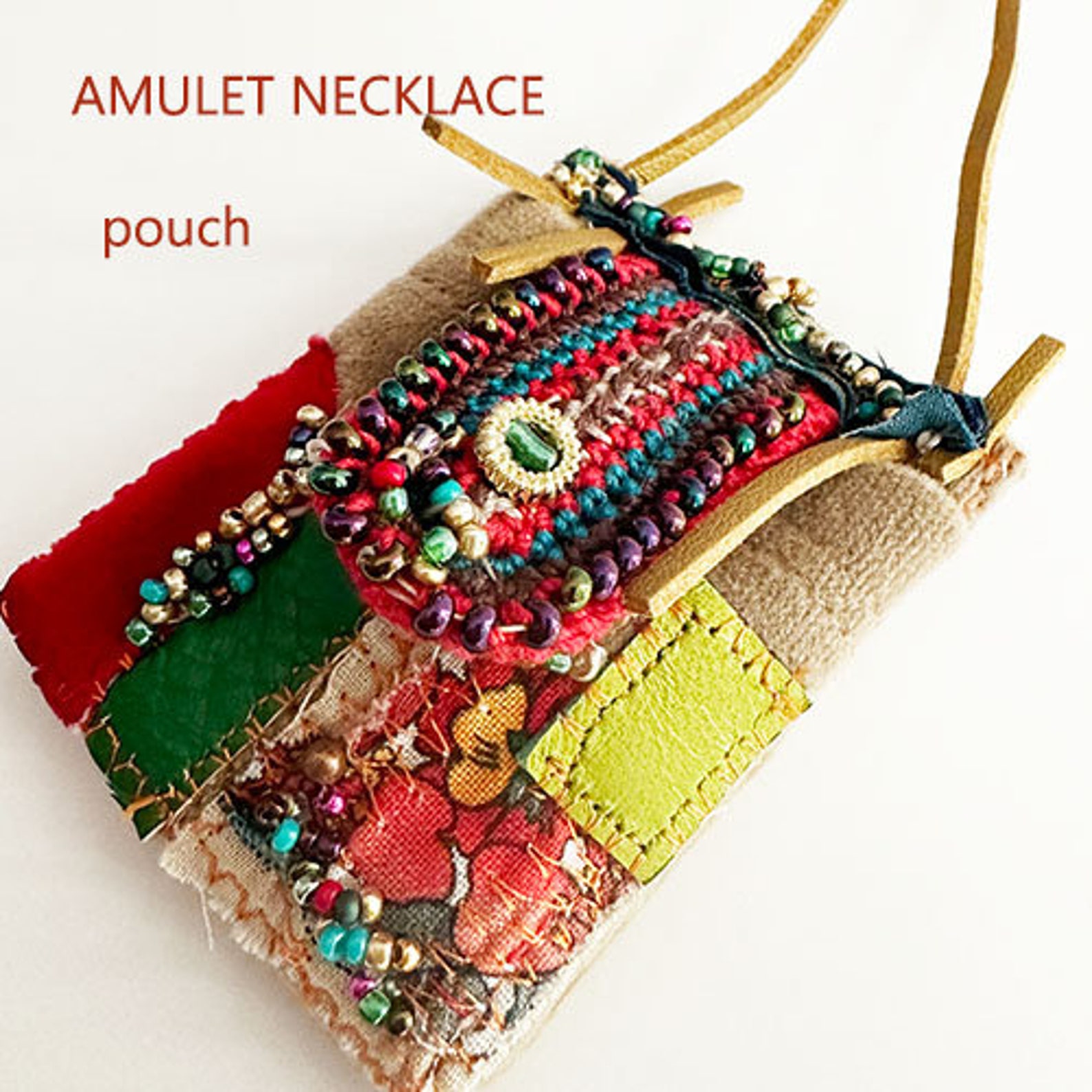 Amulet, Bohemian Neckless Pouch, Fiber Art Amulet Pouch - Etsy