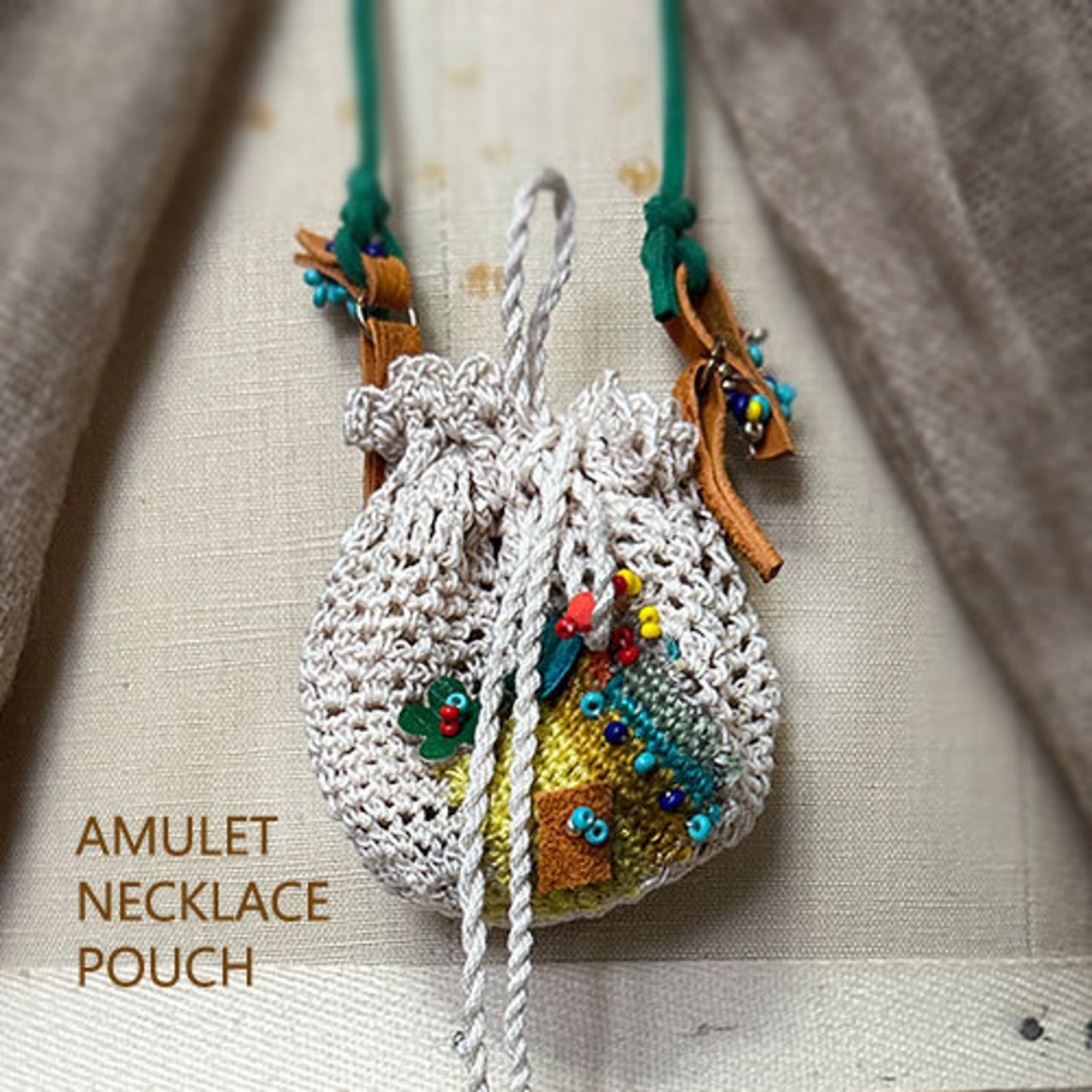 Amulet, Bohemian Neckless Pouch, Crochet Pouch Amulet - Etsy