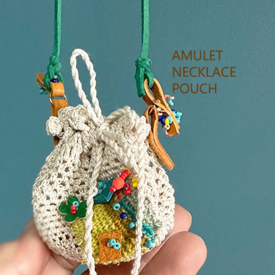 Amulet, Bohemian Neckless Pouch, Crochet Pouch Amulet - Etsy