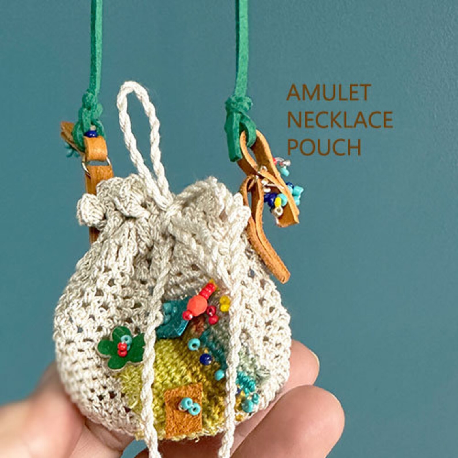 Amulet, Bohemian Neckless Pouch, Crochet Pouch Amulet - Etsy
