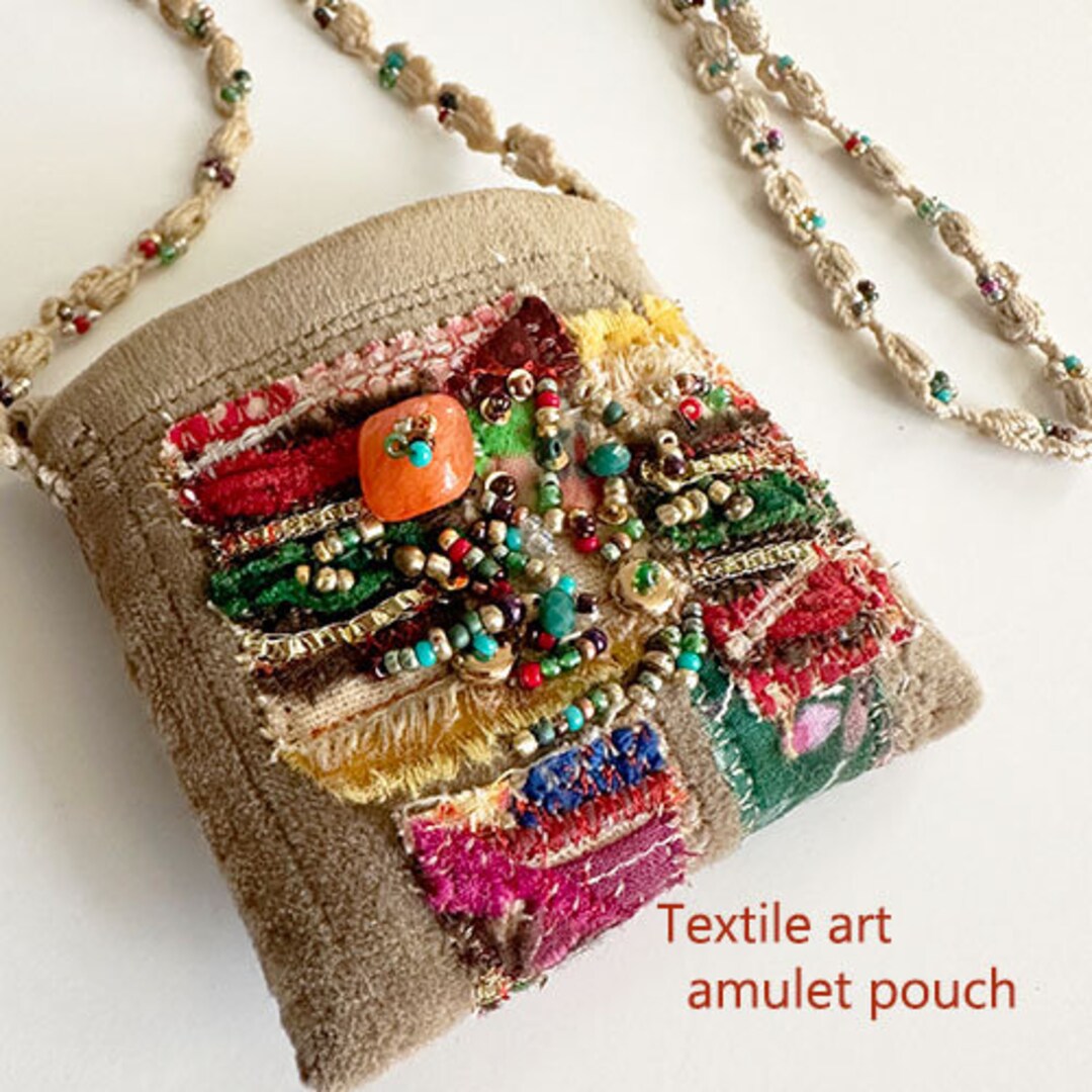 Amulet, Bohemian Neckless Pouch, Fiber Art Amulet Pouch - Etsy