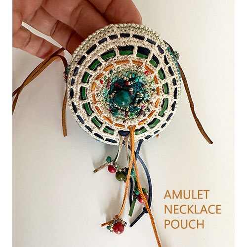 Amulet, Bohemian Neckless Pouch, Fiber Art Amulet Pouch - Etsy
