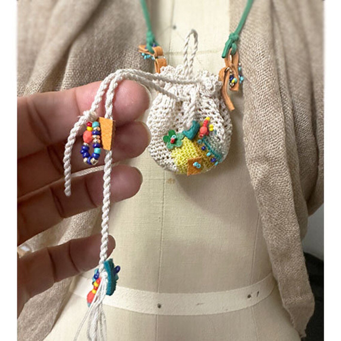 Amulet, Bohemian Neckless Pouch, Crochet Pouch Amulet - Etsy
