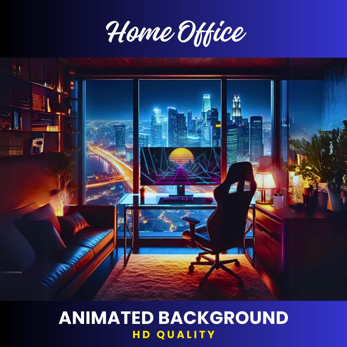 Animated Background Home Office Vtuber Background Lofi Twitch Overlay ...