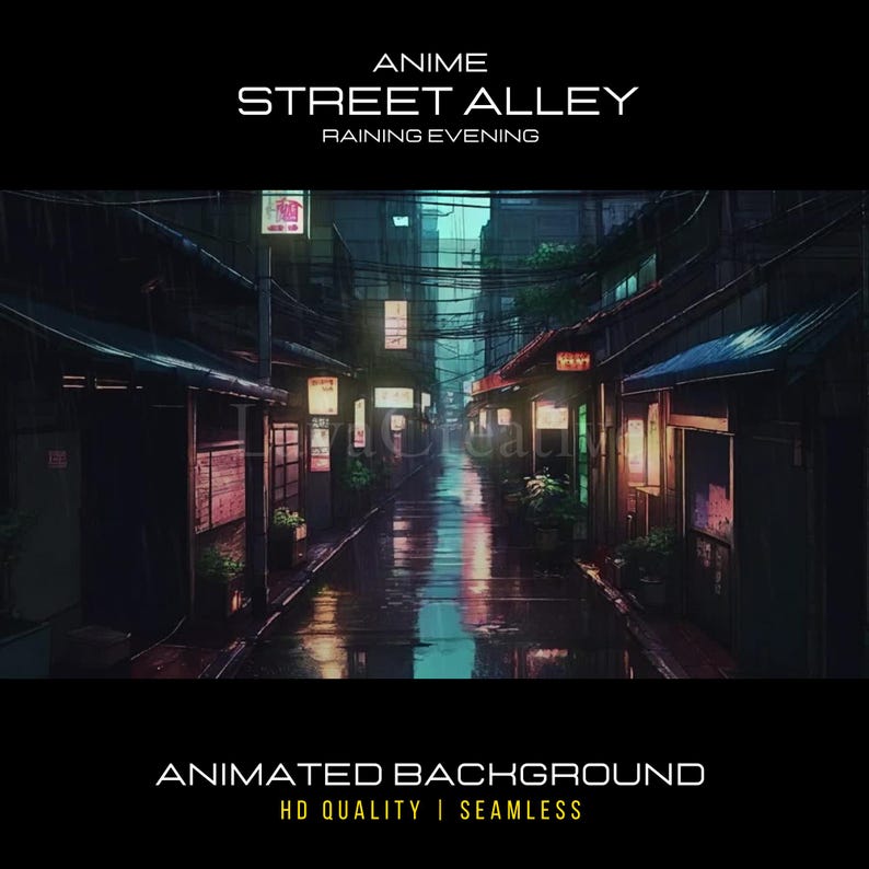 Animated Background Lofi Street Alley Raining Vtuber Background Lofi ...