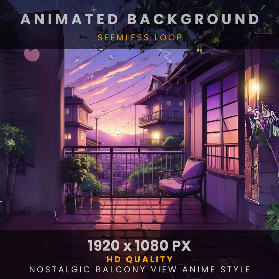 Animated Lofi Balcony Vtuber Background: Nostalgic Anime Style - Etsy