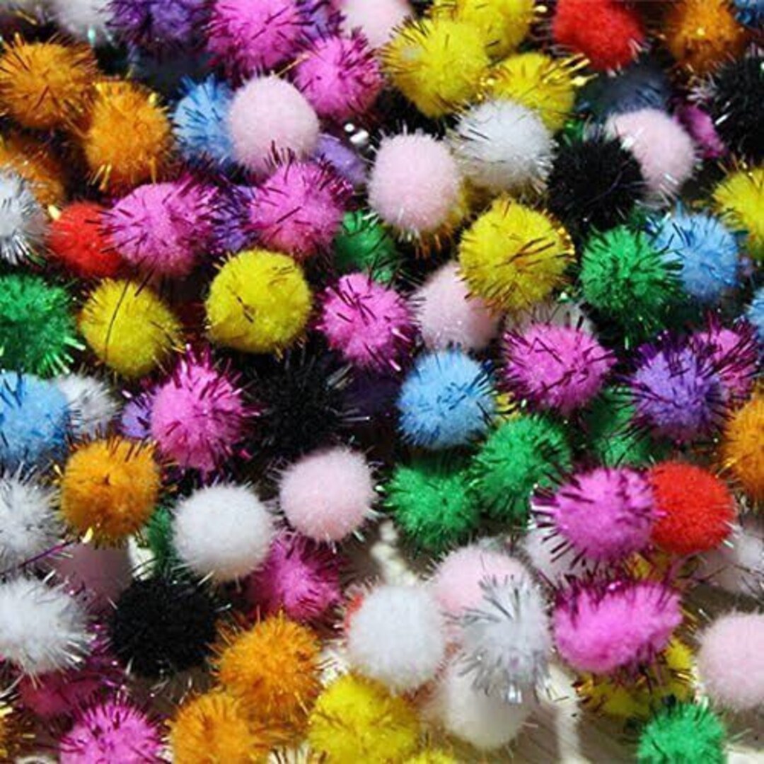 100 Pcs Glitter Tinsel Pom Poms Sparkle Balls for DIY Craft/party ...