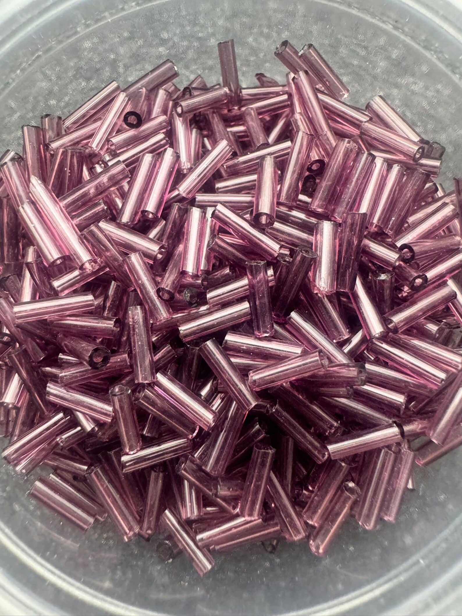 100 Grams Loose Purple Czech Glass Tube Bugle Beads Size 6mm X 1.9mm #3 ...