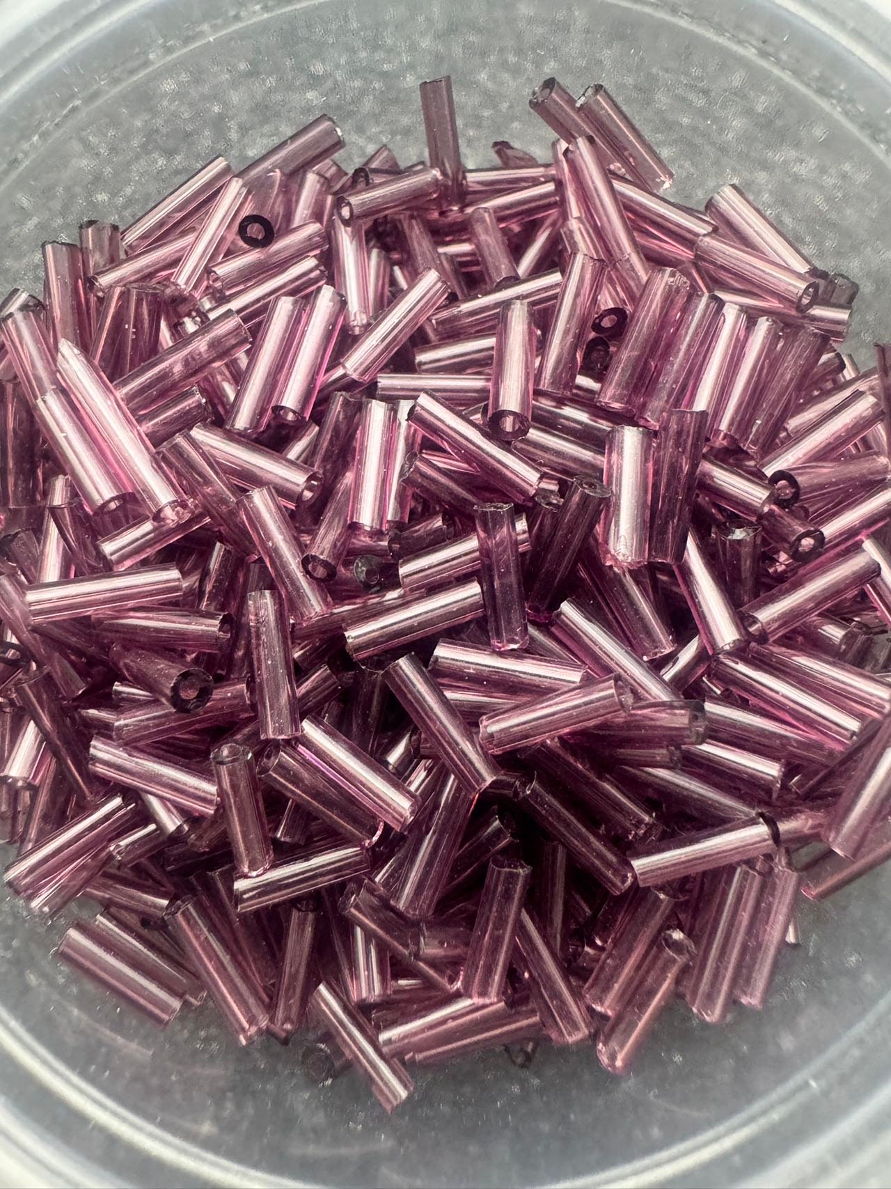 100 Grams Loose Purple Czech Glass Tube Bugle Beads Size 6mm X 1.9mm #3 ...