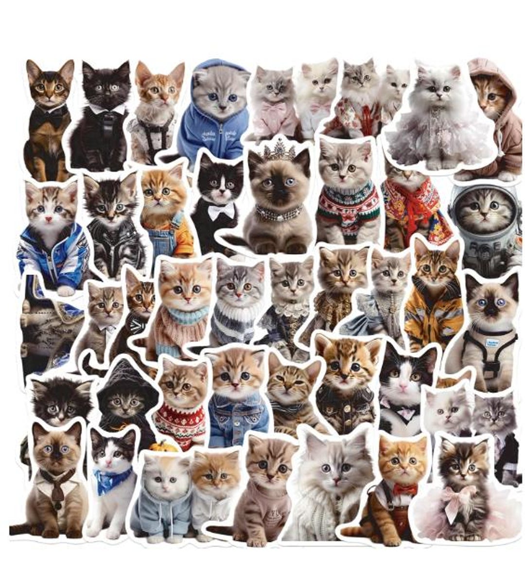 Kitten Stickers for Kids Kawaii Little Cat Stickers Soft and Cute Cat ...