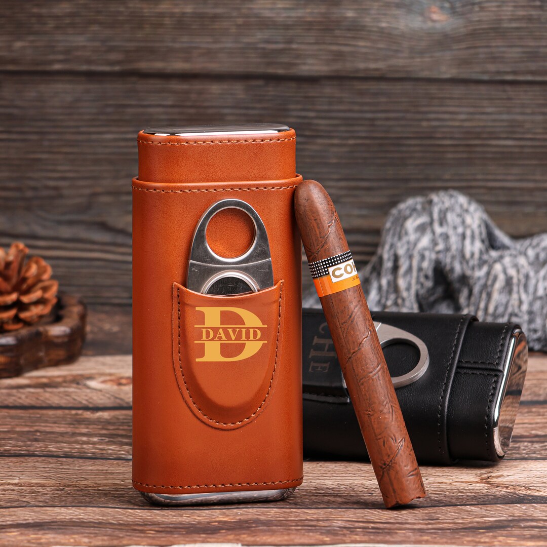 Personalized Cigar Caseleather Cigar Holder With Cutter for ...