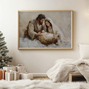 Rustic Nativity Scene Print: Vintage Christmas Wall Art (digital ...