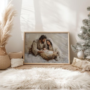 Rustic Nativity Scene Print: Vintage Christmas Wall Art (digital ...