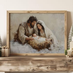 Rustic Nativity Scene Print: Vintage Christmas Wall Art (digital ...