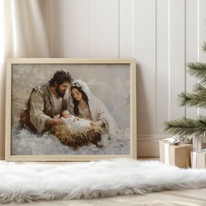 Rustic Nativity Scene Print: Vintage Christmas Wall Art (digital ...