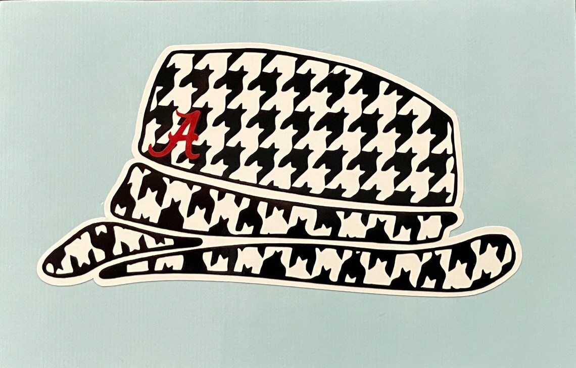 Alabama Houndstooth Bear Bryant Hat Decal - Etsy