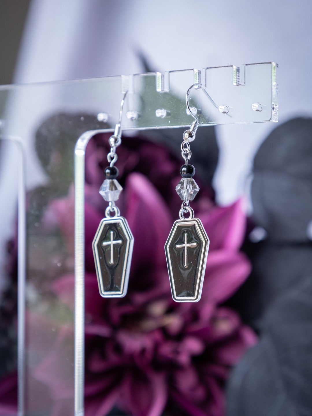 Gothic Coffin Dangle Earrings, Memento Mori Jewelry, Casket Charms ...