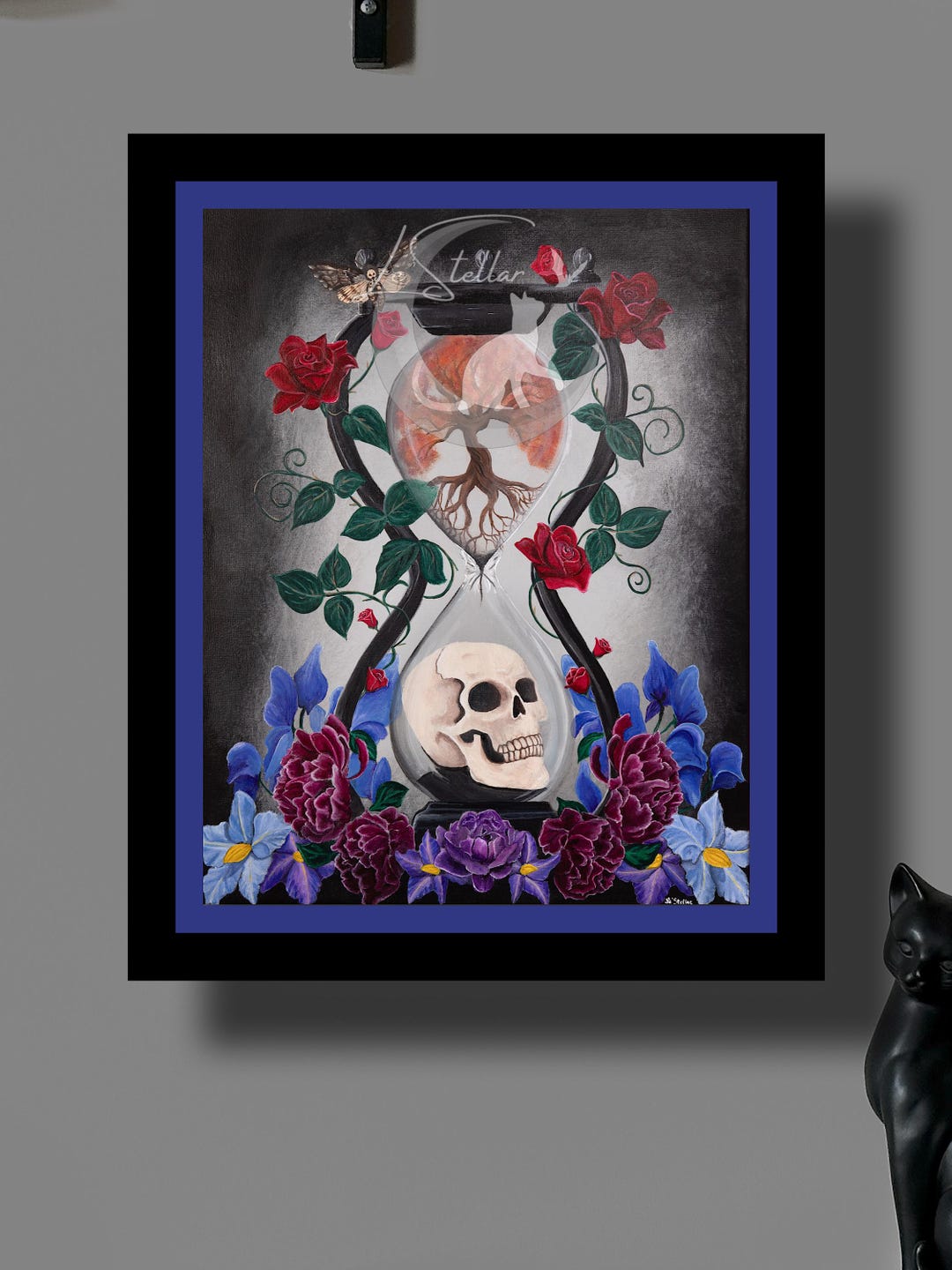 Memento Mori Skull Painting: Dark Floral Gothic Art Print - Etsy