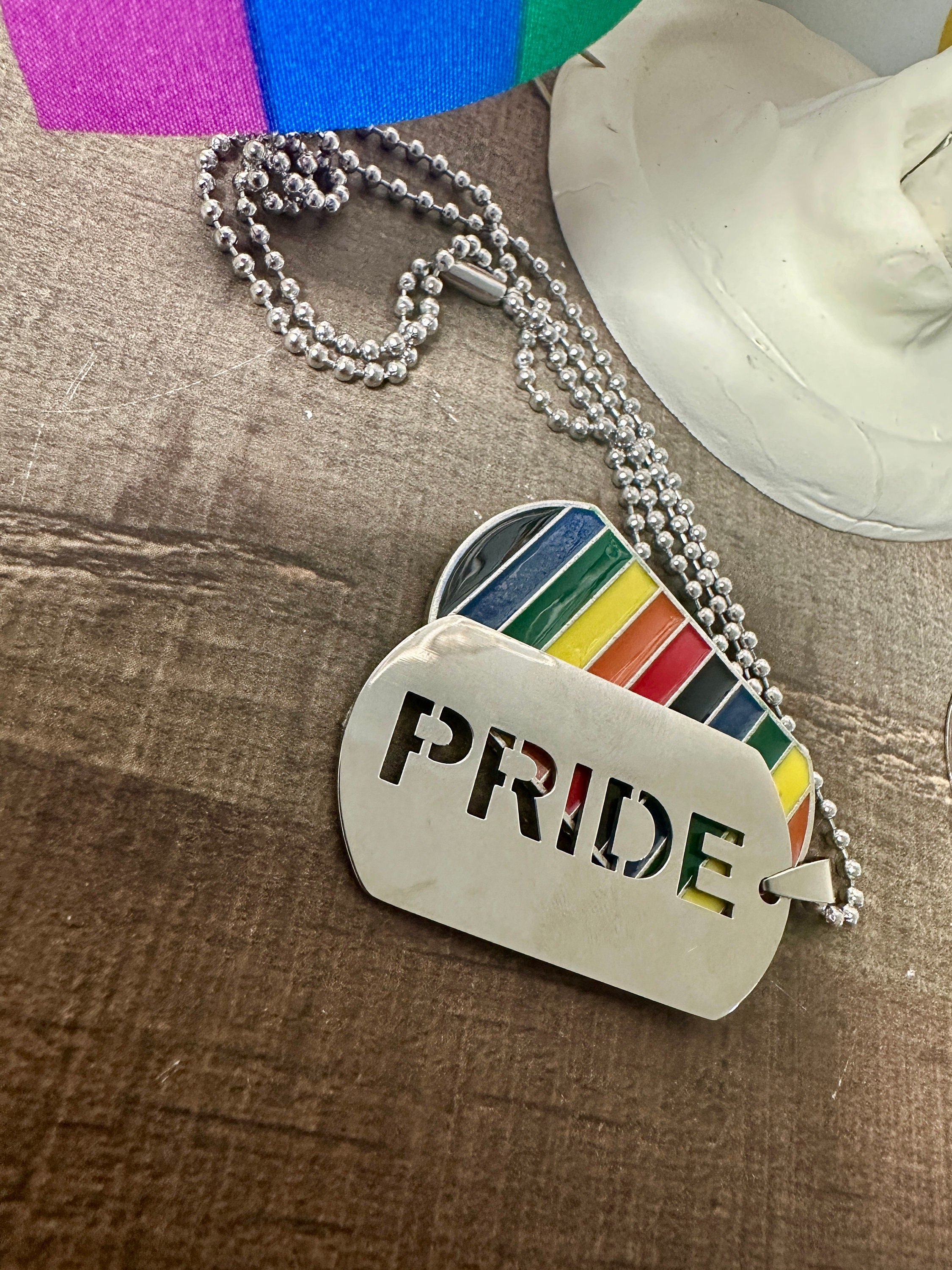 Rainbow Dog Tag Pride Necklace LGBTQ+ Earrings Pride Jewelry Rainbow ...