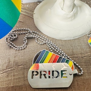 Rainbow Dog Tag Pride Necklace LGBTQ+ Earrings Pride Jewelry Rainbow ...