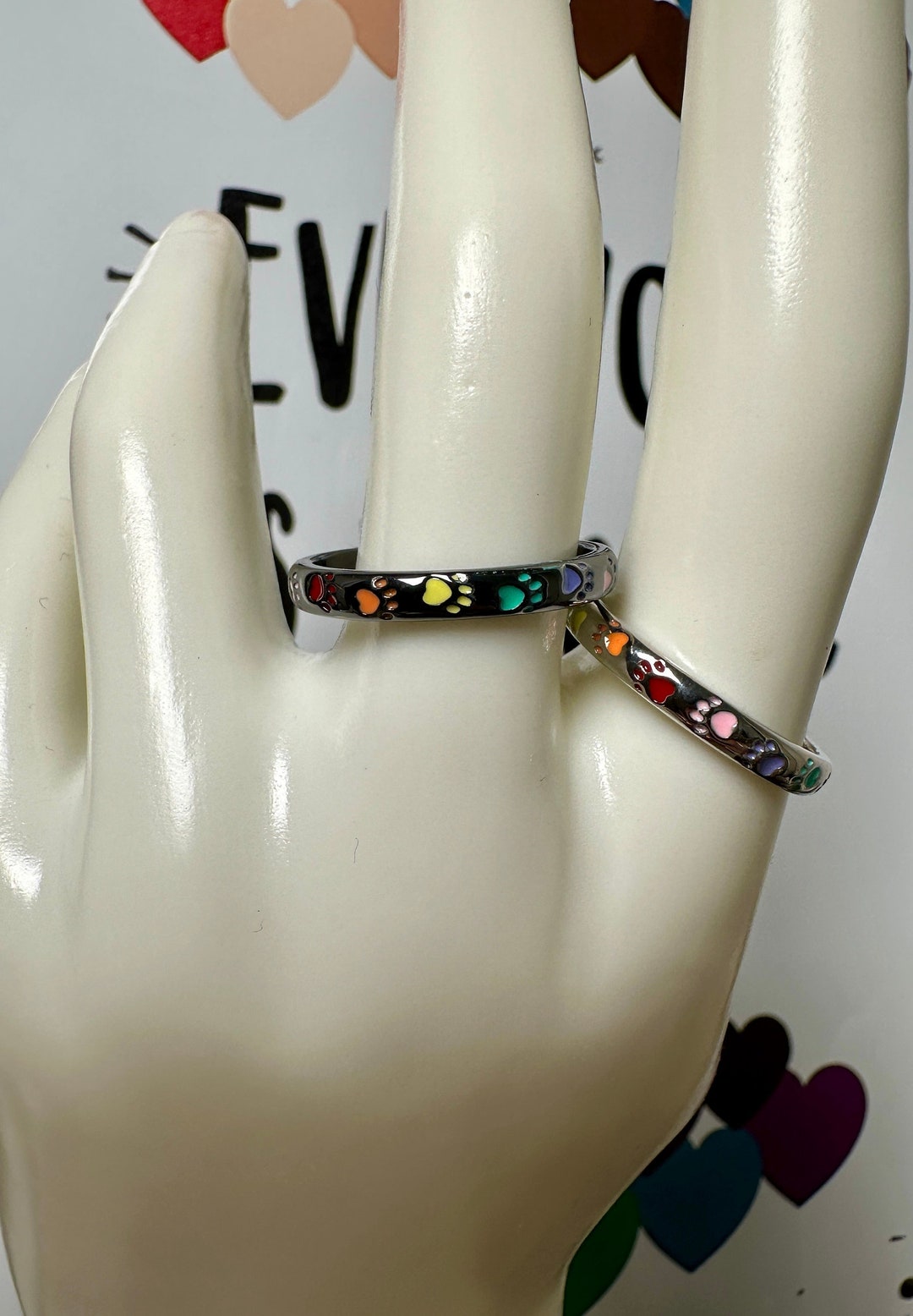 Animal Paw Ring Rainbow Paw Print Ring Animal Lover Band Pet Lover ...