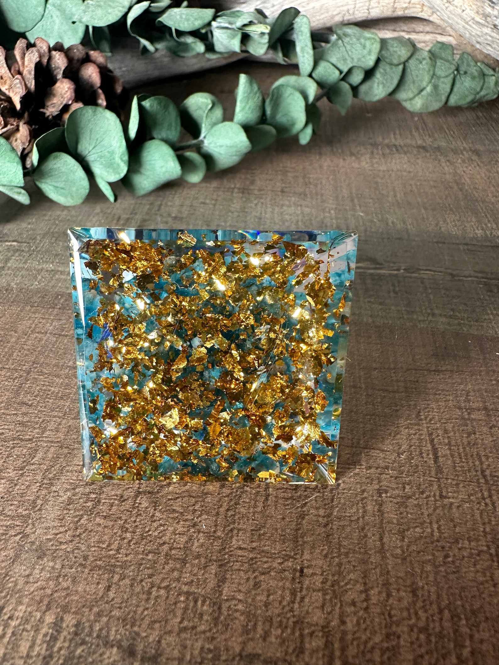 Orgone Pyramid Blue Sphere Turquoise Peridot Resin Rainbow Swirl Glass ...