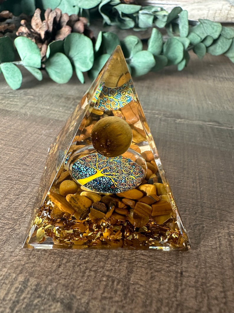 Tiger's Eye Tree of Life Crystal Orgone Pyramid - Etsy