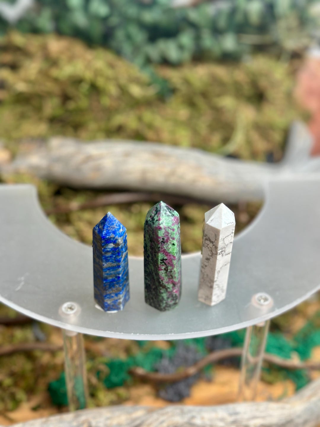 Energy Healing Crystal Obelisk Tower Lapis Lazuli Howlite Ruby Zoisite ...