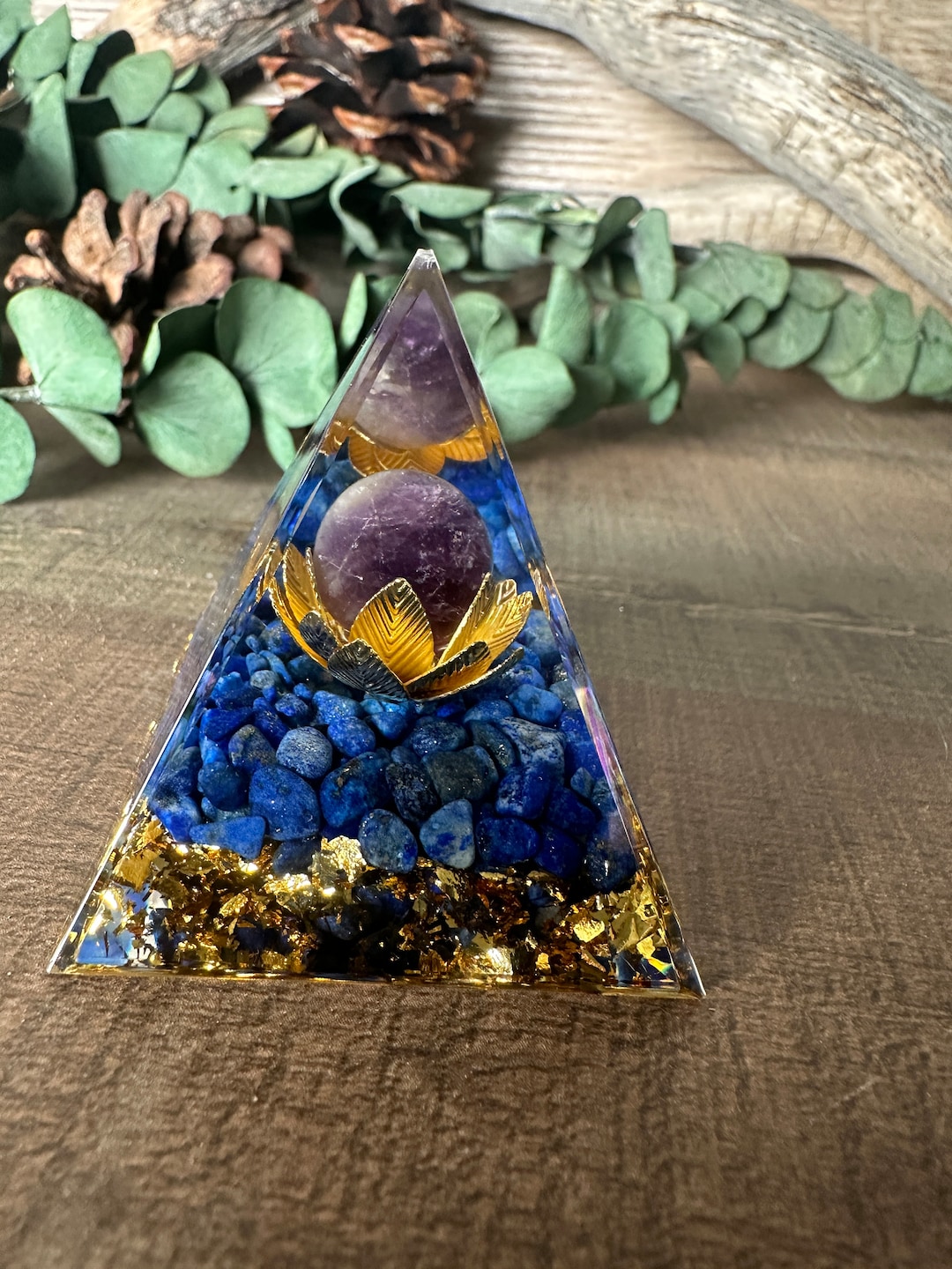 Orgone Pyramid Amethyst Sphere Lapis Lazuli Lotus Pyramid Glass ...