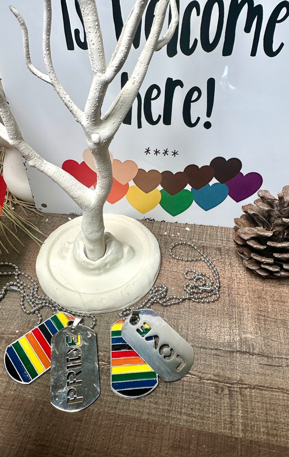 Rainbow Dog Tag Pride Necklace LGBTQ+ Earrings Pride Jewelry Rainbow ...