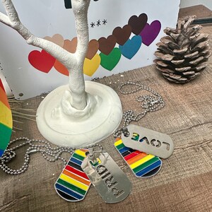 Rainbow Dog Tag Pride Necklace LGBTQ+ Earrings Pride Jewelry Rainbow ...