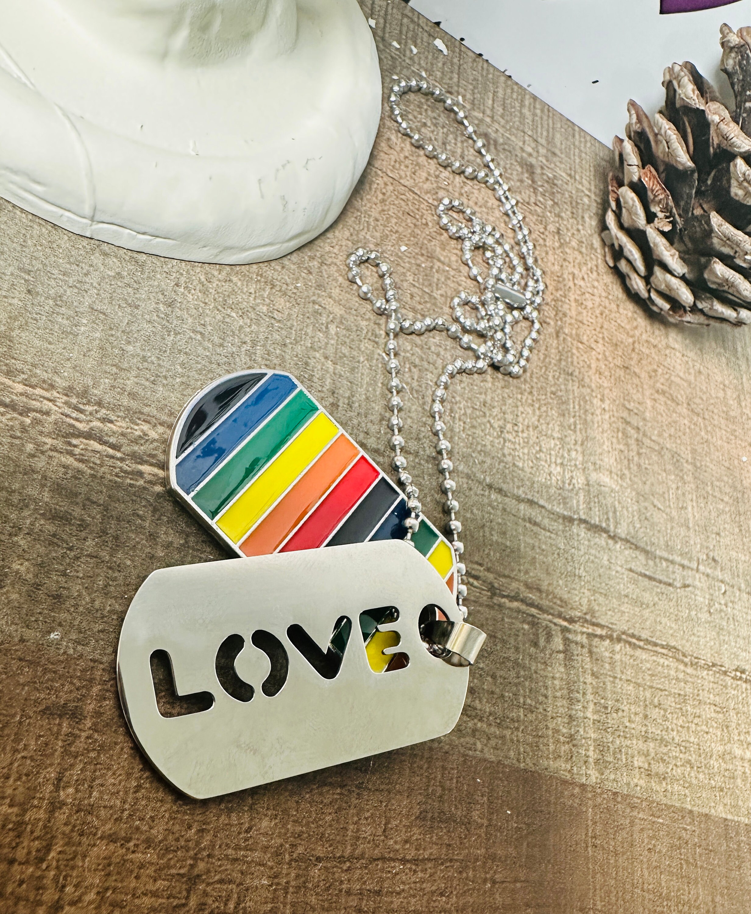 Rainbow Dog Tag Pride Necklace LGBTQ+ Earrings Pride Jewelry Rainbow ...