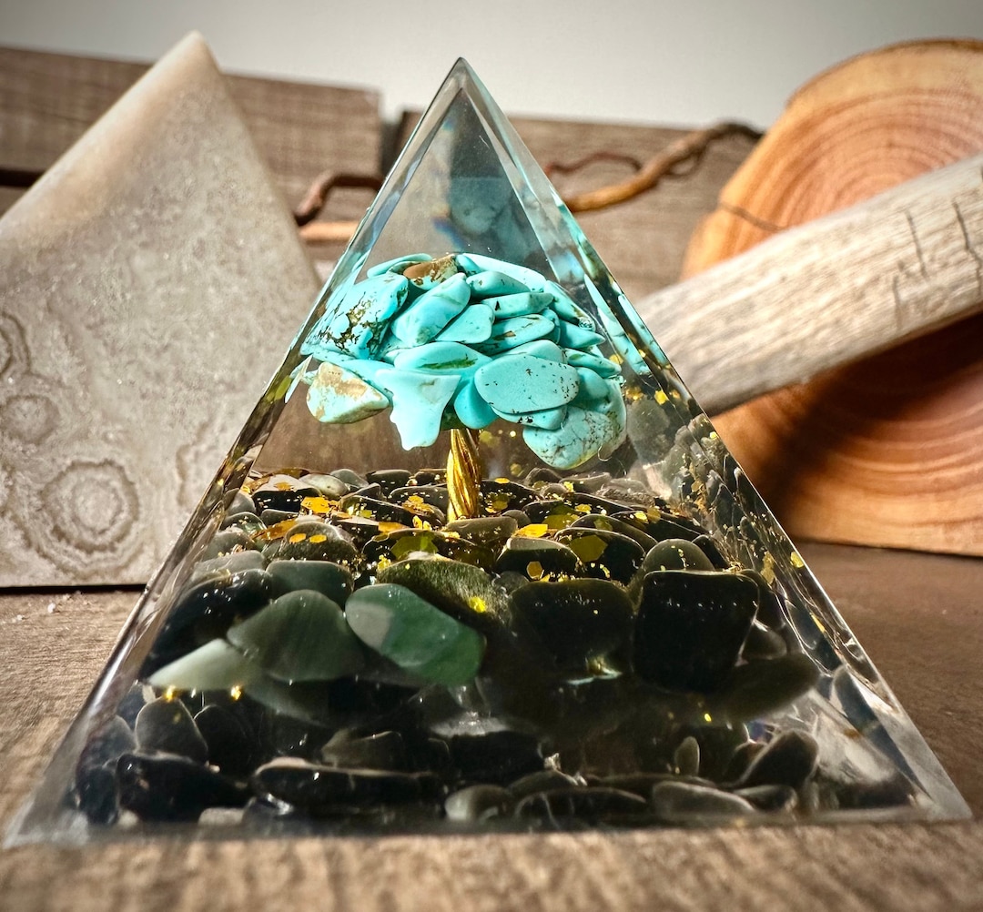 Clear Glass Pyramid With Turquoise Tree of Life - Etsy