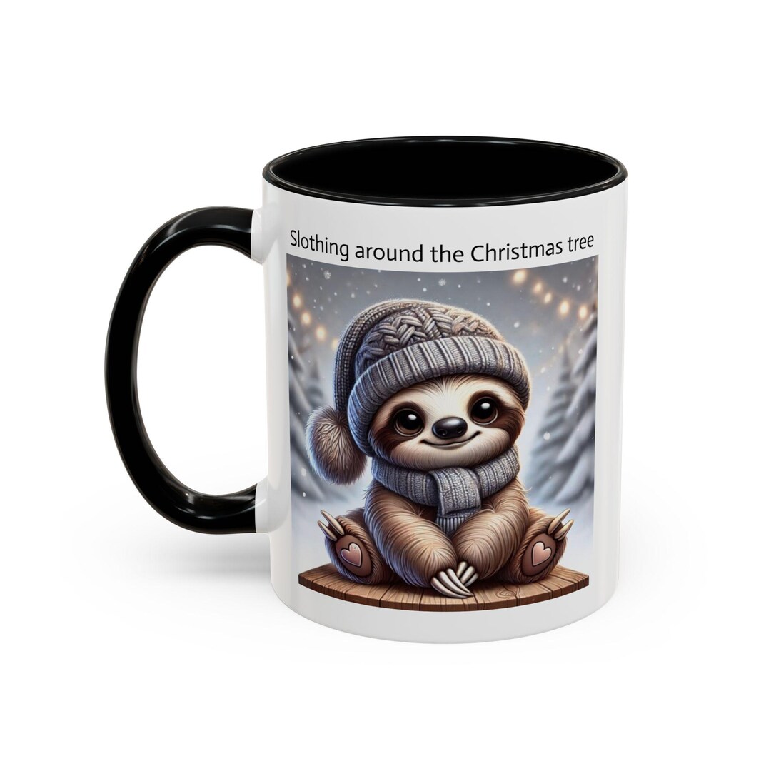 Coffee Mug Slothing Around the Christmas Tree Winter Sloth Holiday ...