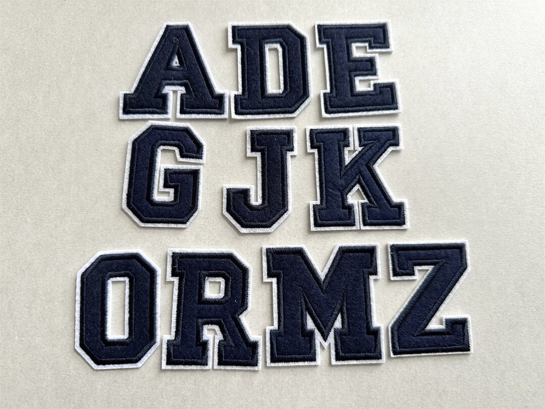 2.15in Dark Blue Letter Patches, A-Z Iron on Patches, 24 Letter Patches ...